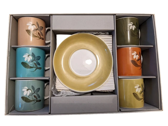 SUSIE COOPER HARLEQUIN ‘Snowdrop’ handpainted six Coffee Cups Set ...