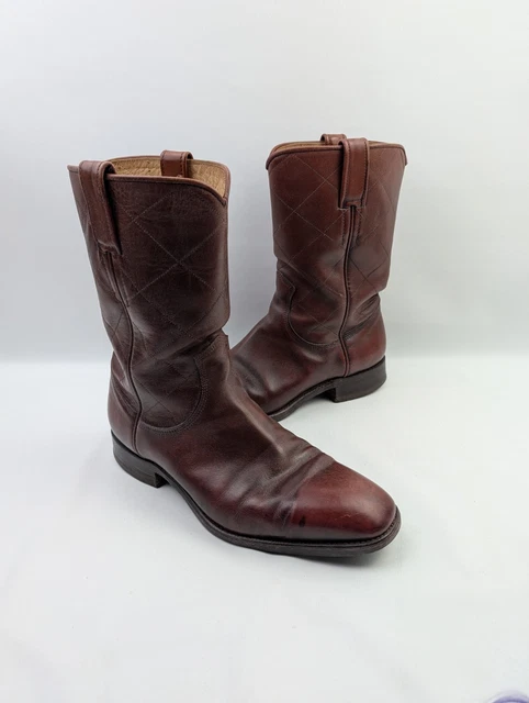 VINTAGE RM WILLIAMS Longhorn Cowboy Leather Boots Mid Calf Chestnut ...