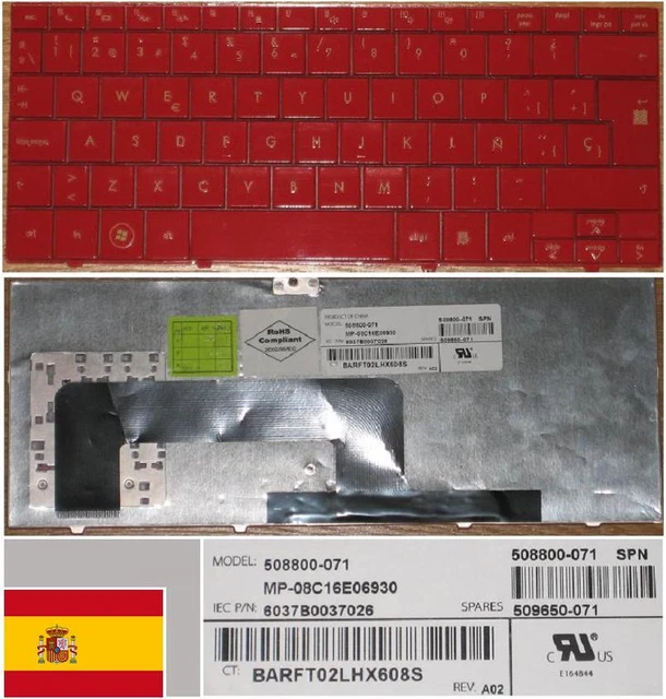 KEYBOARD QWERTY SPANISH HP Mini 1000 700 MP-08C16E06930 508800-071 ...