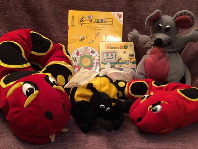 JOLLY PHONICS PUPPETS Inky Mouse Snake Bee DVD Songs CD Snake soft toy ...