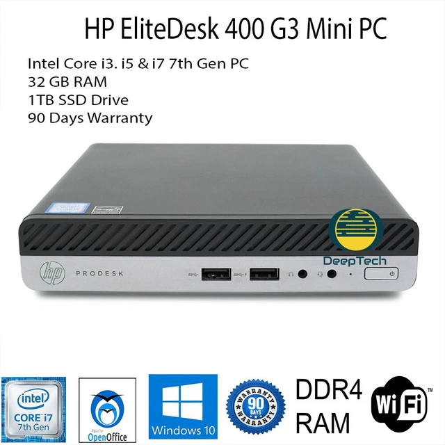 HP ELITEDESK 400 G3 Mini Core i5 i7 7th Gen 32GB RAM SSD Win 10 11 Pro ...