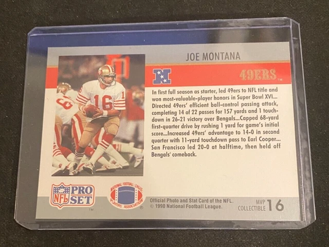 1990 PRO SET Super Bowl Mvp Xvi Joe Montana San Francisco 49Ers #16 $1. ...
