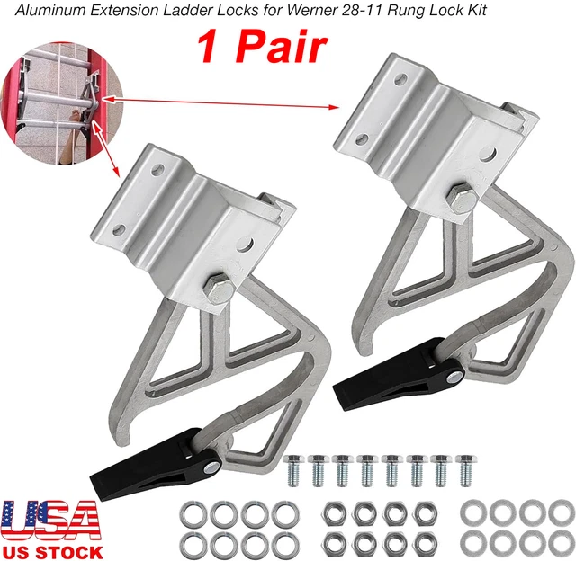 PAIR EXTENSION LADDER Locks Rung Ladder Lock Kit Telescoping Ladder ...