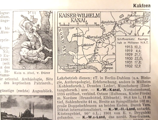 ALTE LITHOGRAPHIE, KAISER-WILHELM-KANAL, ca. 1935, Landkarte, Nord-Ostsee-Kanal EUR 8,30 ...
