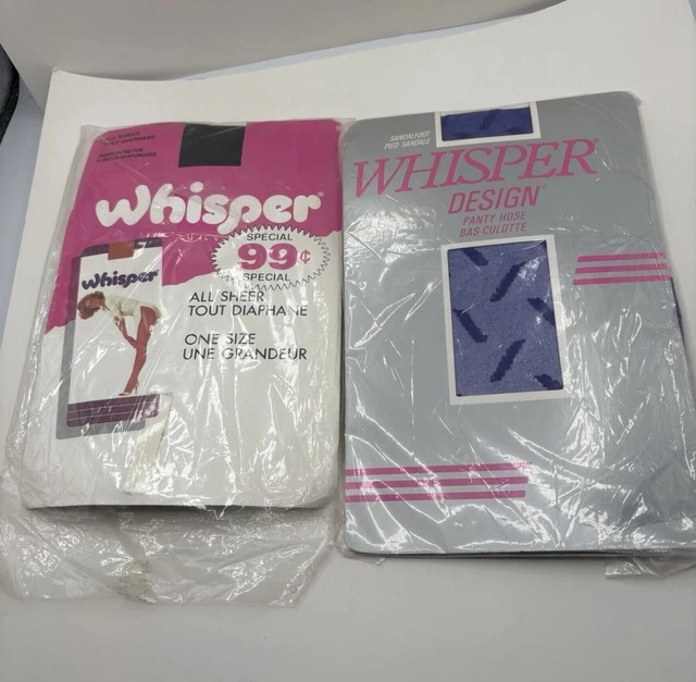 TWO VTG NYLON Pantyhose Whisper All Sheer Black & Design Color Purple ...