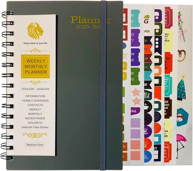 DAILY PLANNER 2025-2026 with Stickers, Weekly & Monthly 2025 Planner $65.98 - PicClick AU