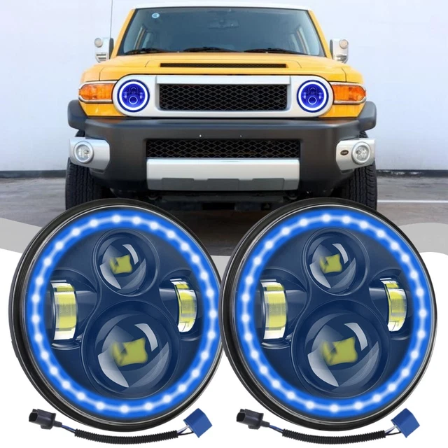PAIR 7& ROUND LED Headlights Hi/Lo Beam Blue DRL For 2008-2014 Toyota ...