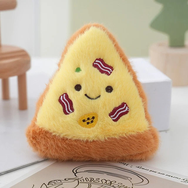CUTE CARTOON EMBROIDERED Pizza With Smiling Expression Plush Toy ...
