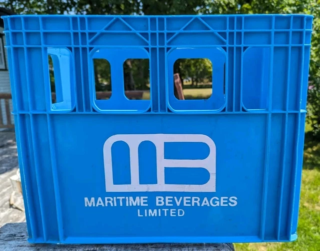 VINTAGE MARITIME BEVERAGES Soda Pop Bottle Crate Blue Plastic 14.5"X17 ...