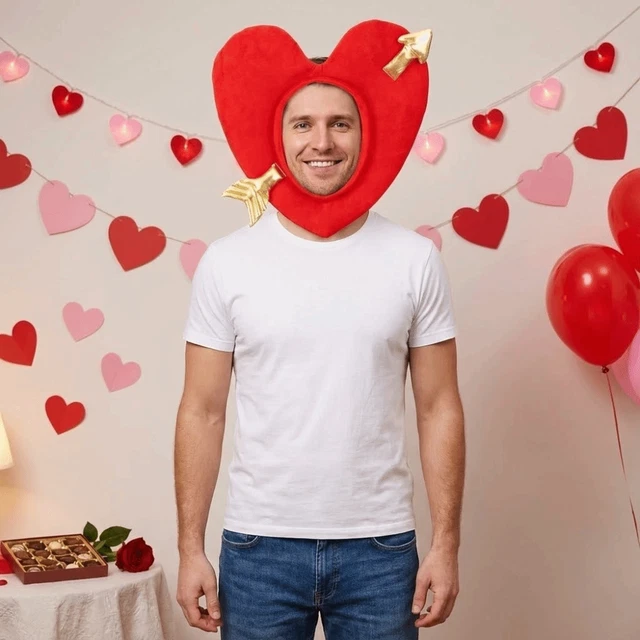RED CUPID'S ARROW Hat Warm Photo Props Hat Heart Shaped Hat Festival ...