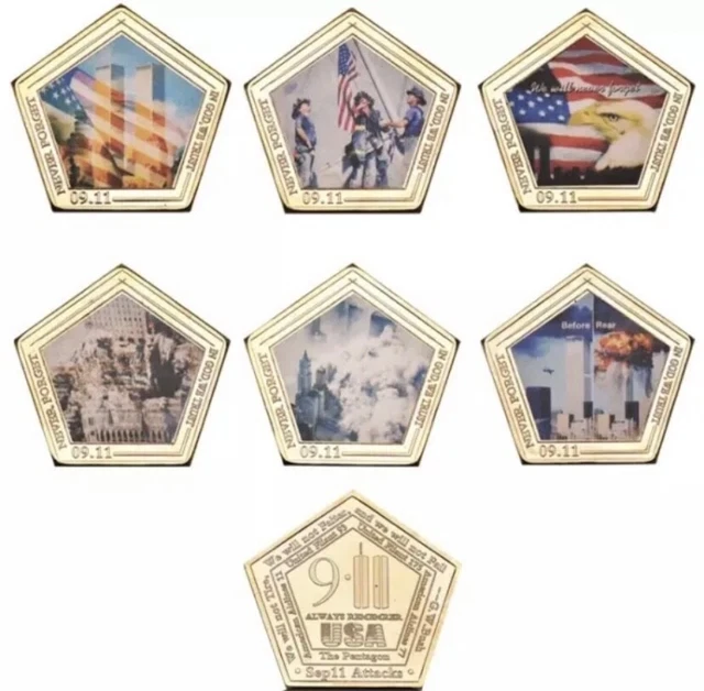 9/11 TWIN TOWERS Gold Plated Commemorative Coins Full Set, World Trade ...