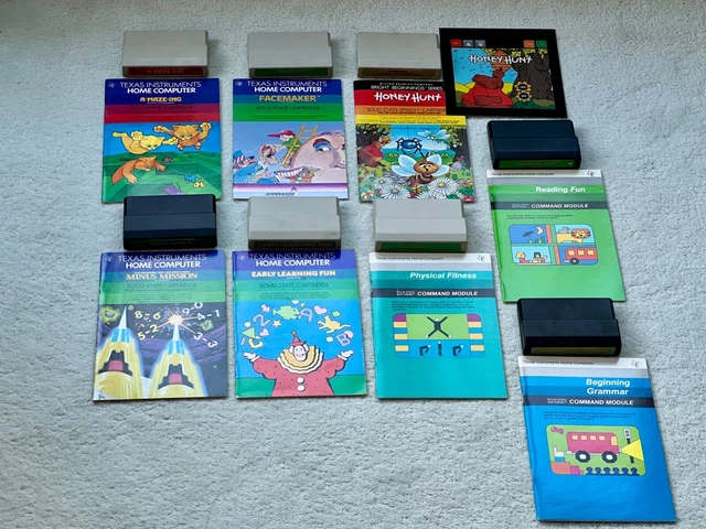LOT OF 8 Texas Instruments TI-99/4A game cartridges + manuals - ALL ...