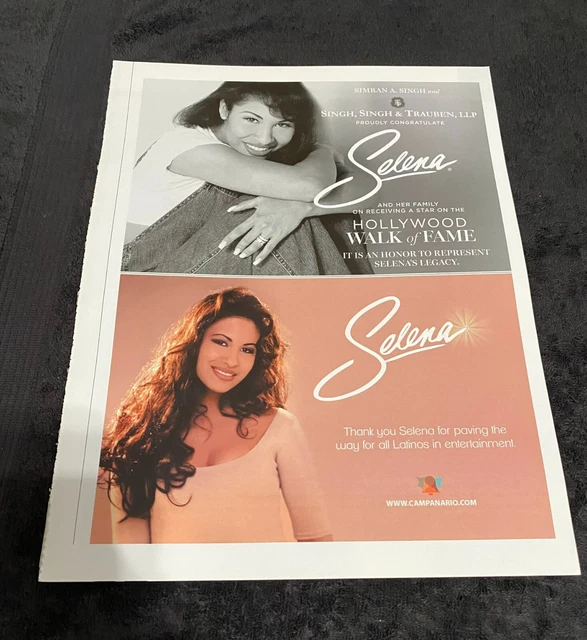 SELENA 2017 CONGRATS ad for Hollywood Walk of Fame Star, Selena ...