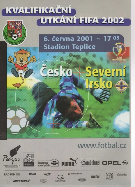 NORTHERN IRELAND V Czech Republic, 6th.June 2001. Folder N. £3.82 ...