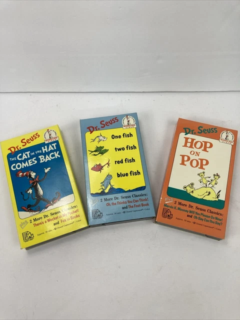 DR SEUSS VHS Lot Hop On Pop One Fish Two Fish Cat In The Hat Comes Back ...