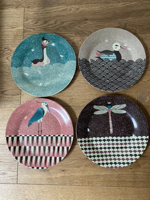 MAGPIE TOM FROST Set of 4 Dusk Wildlife Dinner Plates £10.00 - PicClick UK