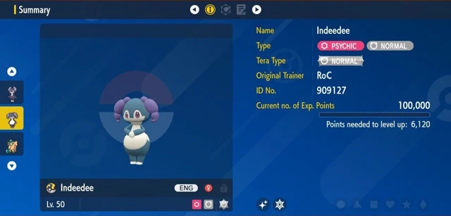 POKEMON SCARLET & Violet 6IV Shiny FEMALE INDEEDEE Max EVs $1.25 - PicClick