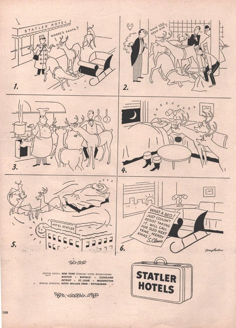 1950 STATLER HOTELS Comic Strip Vintage Original Magazine Print Ad $6. ...