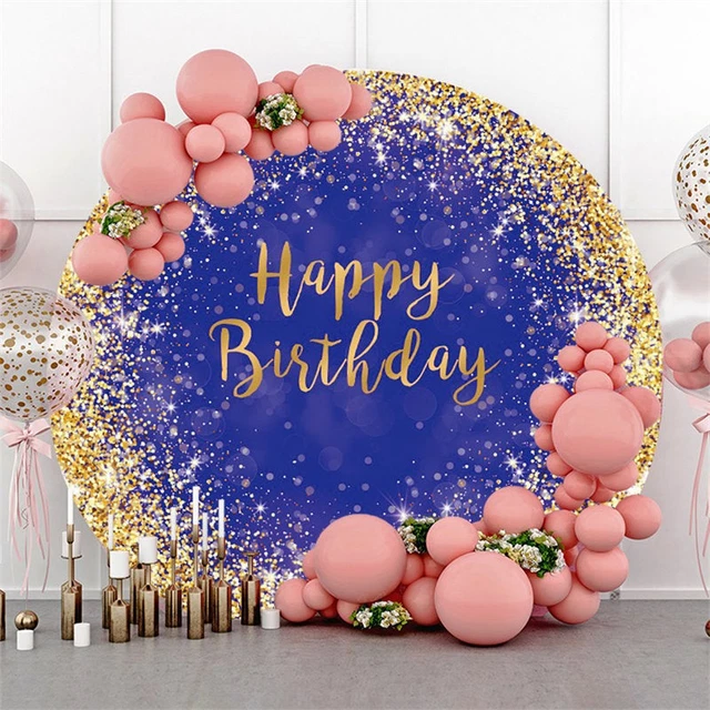 NAVY BLUE AND Golden Circle Happy Birthday Backdrop $37.94 - PicClick AU