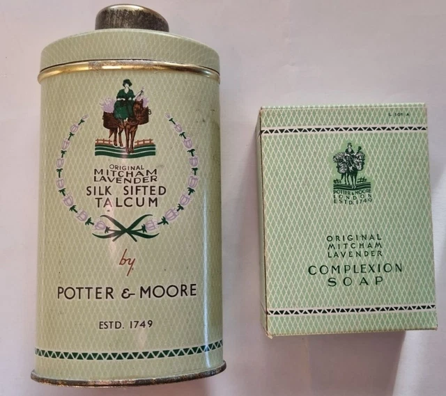 VINTAGE POTTER AND Moore Mitcham Lavender Talcum Powder And Soap Gift ...