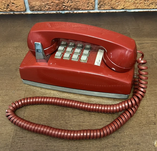 VINTAGE WESTERN ELECTRIC Wall Telephone Red Push Button N.J. Bell Tel ...