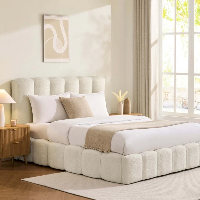 DUSK CHESHIRE OFF White Boucle Super King Ottoman Storage Bed RRP £431 ...