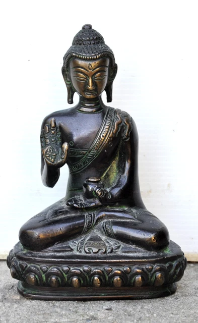 STATUE BRONZE INDONÉSIE vintage ,Bouddha de médecine assis ,main droite ...