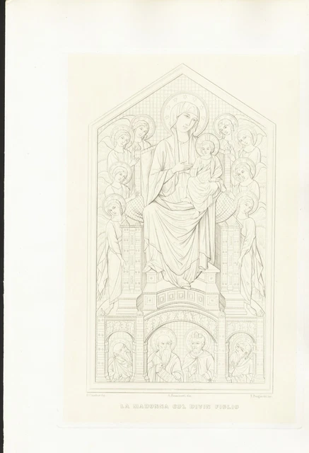 LA MADONNA COL DIVIN FIGLIO, di CIMABUE, grande incisione su rame ...