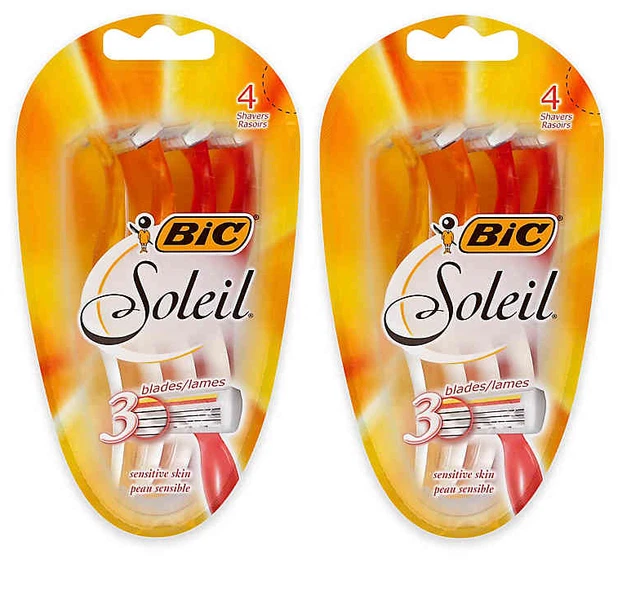 BIC SOLEIL TRIPLE Blade Disposable Razors, Smoother Shave, 4 Count (2 ...