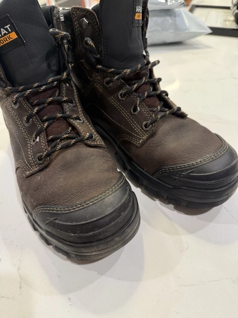 ARIAT MEN'S LEATHER Waterproof Work Boots US 8D All Day Cushion Brown ...