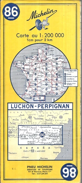 MICHELIN MAP 86: LUCHON - PERPIGNAN - 1969 £3.30 - PicClick UK