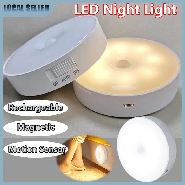 USB WIRELESS 8LED Wall Motion Sensor Light PIR Cabinet Stair Night Lamp ...