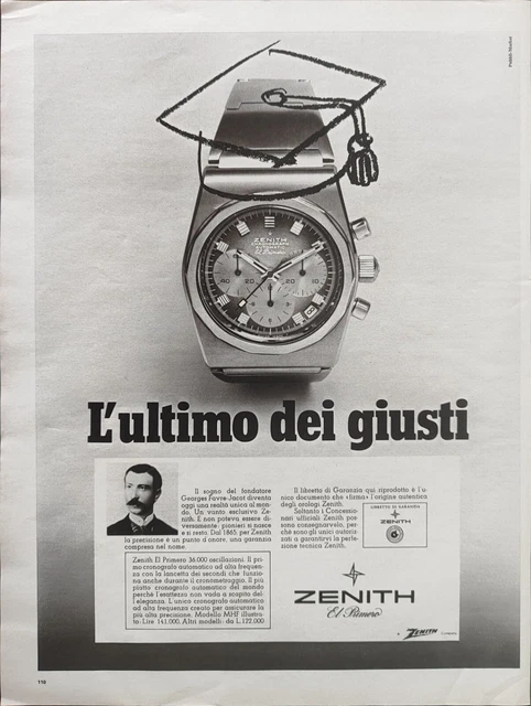 ZENITH PUBLICITÉ MONTRE El Primero 1972 Originale 1 Page George Favre ...