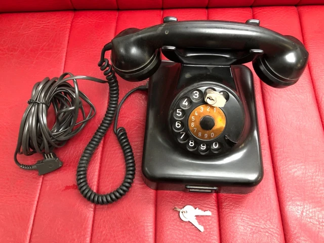 ALTES TELEFON W48 schwarz funktioniert Wählscheibe Wählscheibentelefon ...