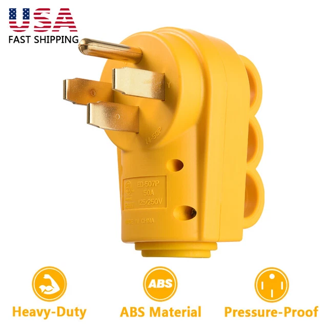 125/250V 50AMP HEAVY Duty RV Replacement Male Plug Ergonomic Grip ...