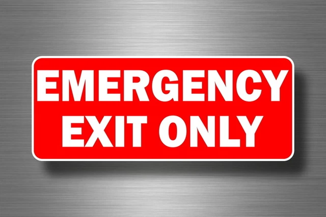 STICKER EMERGENCY ONLY sign exit only notice caution safety building ...