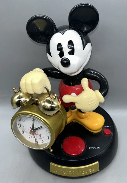 DISNEY MICKEY MOUSE Animated Talking Alarm Clock Tested Working Bell ...