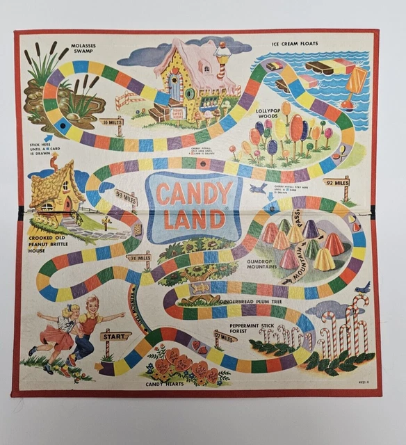 VINTAGE 1962 CANDY Land Game BOARD ONLY by Milton Bradley READ $10.00 ...