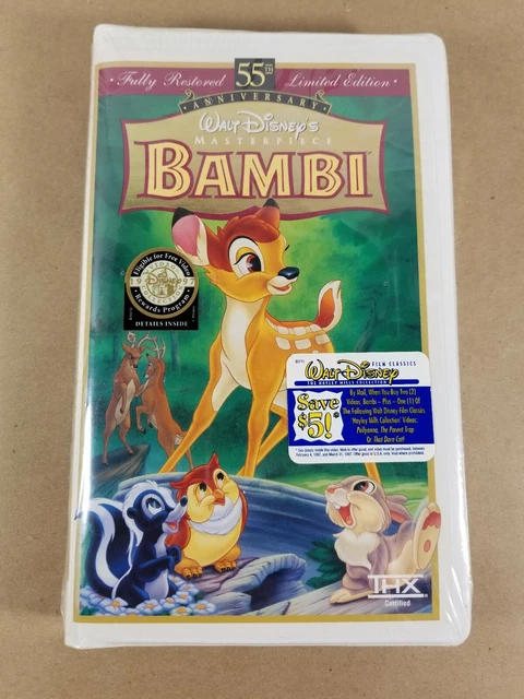 WALT DISNEY 55TH Anniversary Bambi chef-d'œuvre VHS bande palourde ...