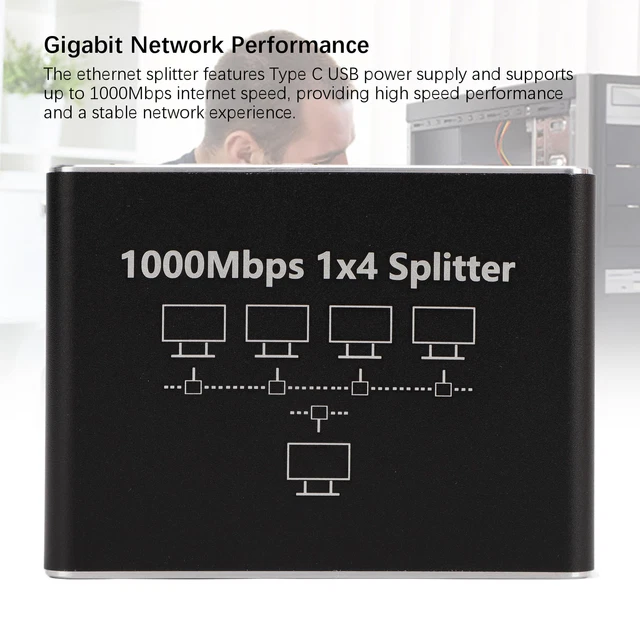 ETHERNET SPLITTER 1 To 4 1000Mbps High Speed Internet Splitter LAN ...