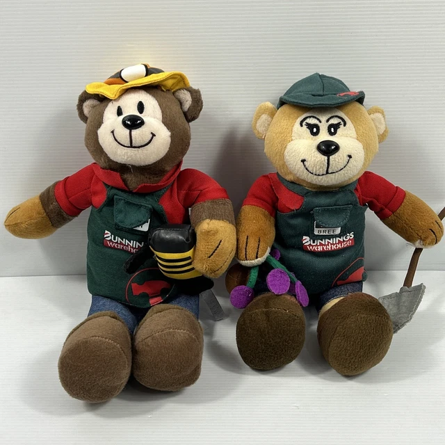 BUNNINGS BRIAN TRADIE with jack hammer & Bree the Gardening bear ...