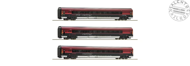 ROCO 74040 SET di 3 carrozze Railjet OBB Ferrovie Austriache in scala 1 ...