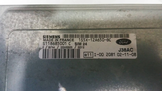 SIM24 ENGINE COMPUTER Ford Fiesta Ka 1.3 1S5X-12A650-Bc S11865001C ...