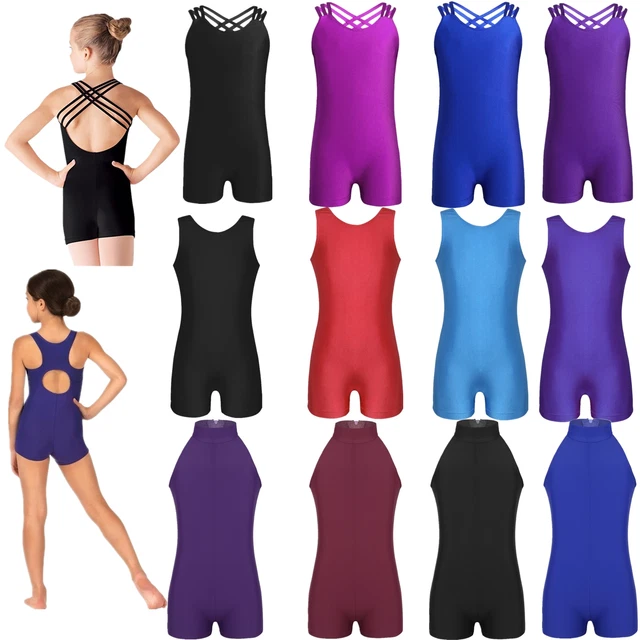 AU GIRLS CROSS Back Gym Ballet Dance Leotard Unitard Bodysuit Athletic ...