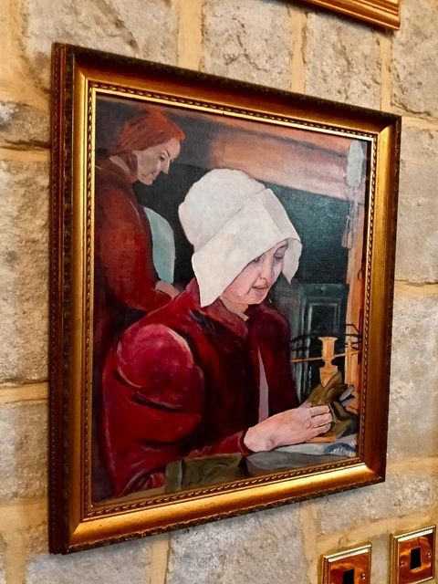 VINTAGE LARGE IMPRESSIONIST Oil Painting,Old Housemaid Woman Portrait ...