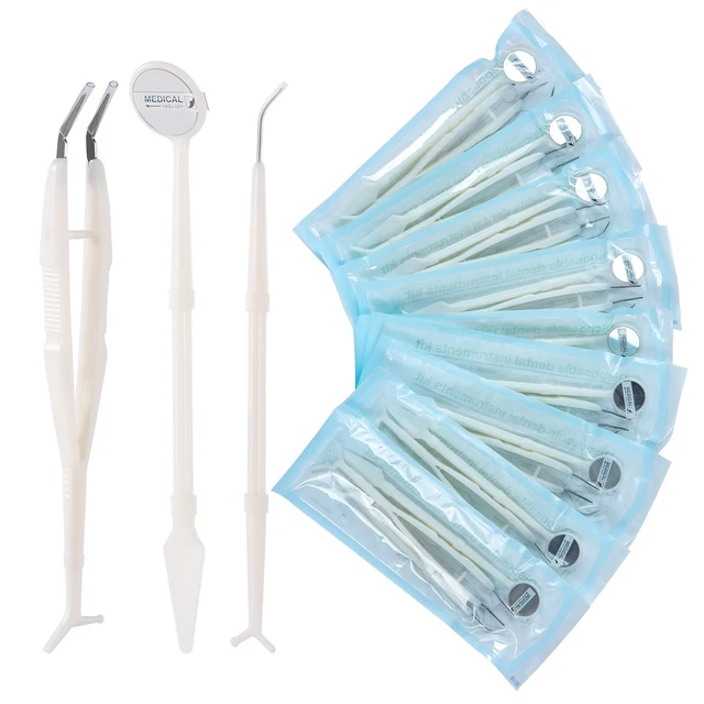 20SETS DENTAL EXAMINATION Kit Basic Instrument Mirror Explorer Probe ...