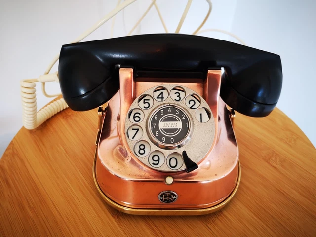 BELGIAN RTT56B COPPER, Brass & Bakelite Rotary Dial Vintage Telephone ...