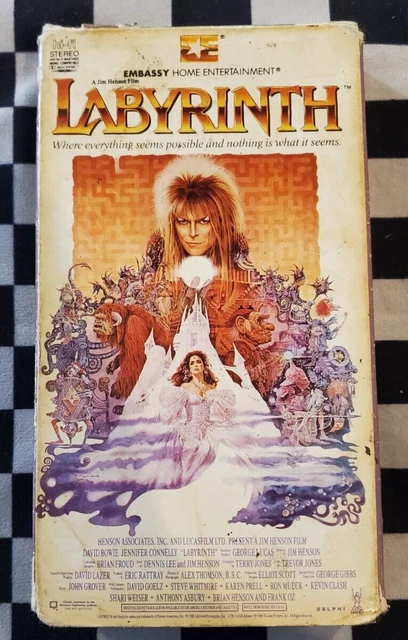 LABYRINTH 1986 VHS Embassy David Bowie Jennifer Connelly George Lucas ...