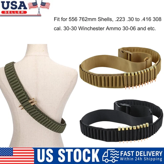 RIFLE BULLET 50 Rounds Cartridge Bandolier 556 Ammo Belt for 308 Cal ...