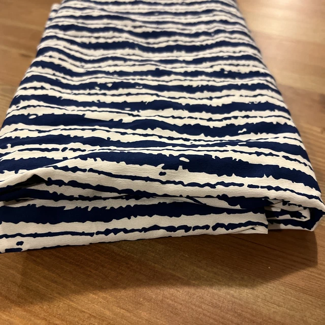 QUALITY FABRIC NAVY Blue White 80s Rare VGC W 115cm X L430cm Silky ...